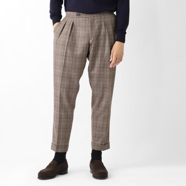 [あす着] ベルウィッチ BERWICH ツープリーツ スラックス ウールパンツ メンズ SCOTCH PRINCE OF WALLES WOOL CASHMERE