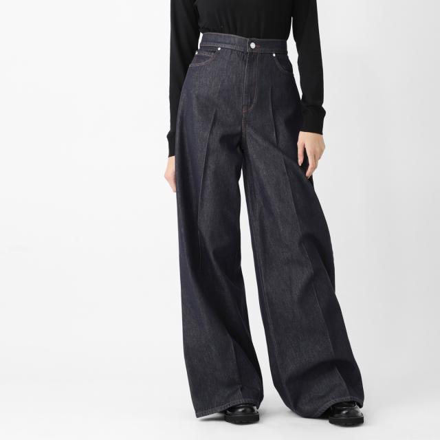 [あす着] マックスマーラ Max Mara ジップフライジーンズ ワイドパンツ レディース CARMINE ピュア コットン デニム ワイドパンツ