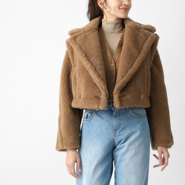 [あす着] マックスマーラ Max Mara ショートコート テディベアコート 2WAY レディース SANTOS テディベア 2WAY クロップド ジャケット