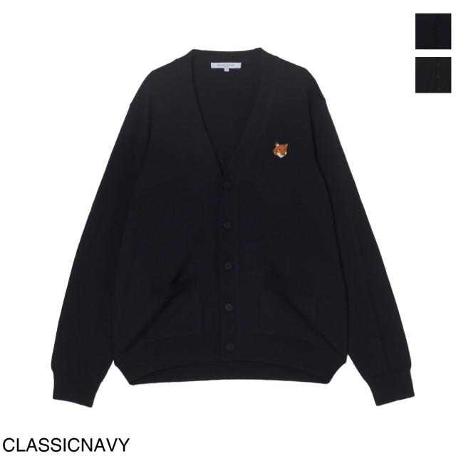 [あす着] メゾンキツネ MAISON KITSUNE Vネック カーディガン メンズ FOX HEAD PATCH REGULAR CARDIGAN フォックスヘッド