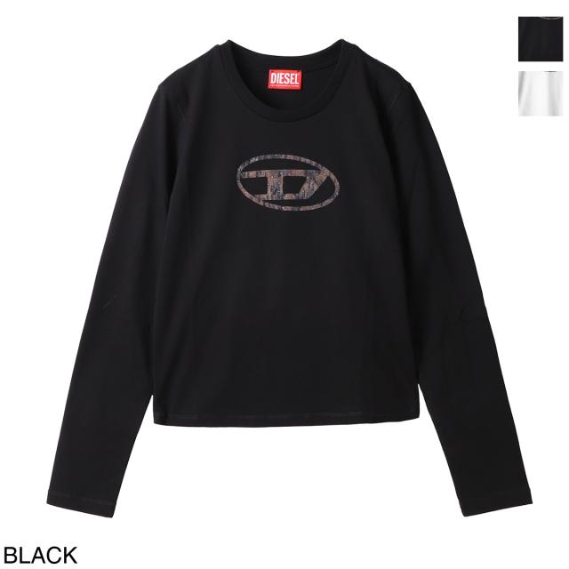 [あす着] ディーゼル DIESEL クルーネック 長袖Tシャツ KIDS キッズ ガールズ レディース TDOLSY オーバルDロゴ ビジュースタッズ