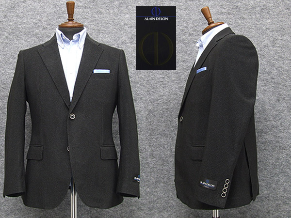 [ALAIN DELON]アランドロン　ベロア生地　炭黒系　秋冬物　シングル２釦ベーシックジャケット　[BB3]　AD6317-09