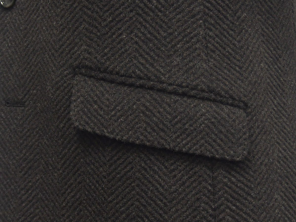 秋冬物ジャケット ビーバー生地使用 スタイリッシュ2釦 コゲ茶/杉綾