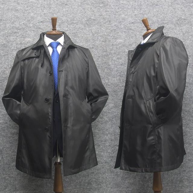 秋冬物　中綿ライナー付き/撥水　ステンカラーコート　黒　ビジネス＆カジュアル　メンズ　BF18701-09