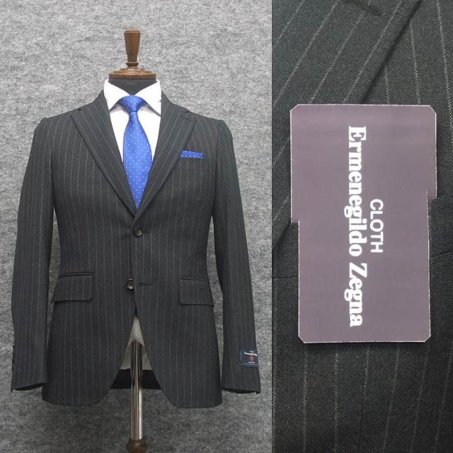 秋冬物　[Ermenegildo Zegna]トレンドスタイル2釦スーツ　濃グレー系/チョーク縞　ゼニア生地 ELECTA使用　[YA体][A体]　EZD18