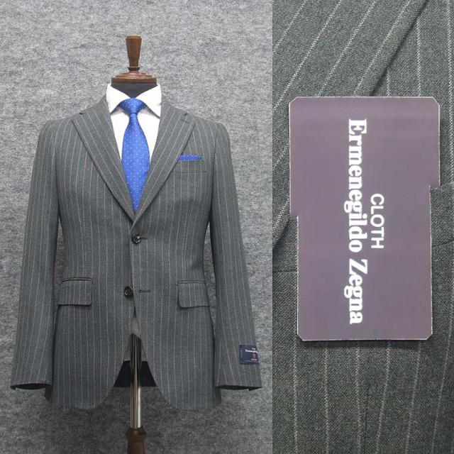 秋冬物　[Ermenegildo Zegna]トレンドスタイル2釦スーツ　薄グレー系/チョーク縞　ゼニア生地 ELECTA使用　[YA体][AB体]　EZD19