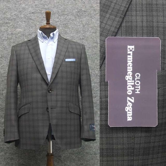 春夏物 スタイリッシュ2釦ジャケット [Ermenegildo Zegna] TRAVELLER使用[AB体][BB体] 濃グレー/格子 EZJ26