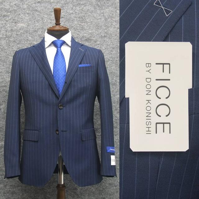 春夏物　段返り３釦　[FICCE]BY DON KONISHI フィッチェ　スタイリッシュ　シングルスーツ　藍系/ストライプ　[A体][AB体]　FC0207-88