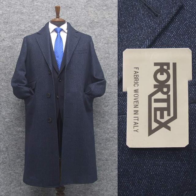 シングルチェスターコート　イタリー生地[FORTEX]　紺系/メランジ調　[YA体〜A体対応]　スタイリッシュタイプ　メンズ  FORTEX09