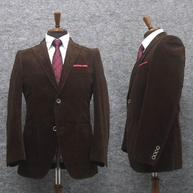 秋冬物　コーデュロイ セミスタイリッシュ2釦スーツ 茶系/チョコレート [A体] [AB体]　メンズ　カジュアルスーツ　HV17100-33
