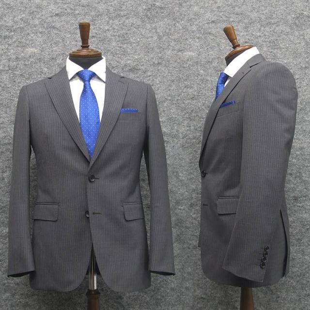 春夏物 [Janecostellazione] スタイリッシュ２釦スーツ グレー縞 A6 J1491