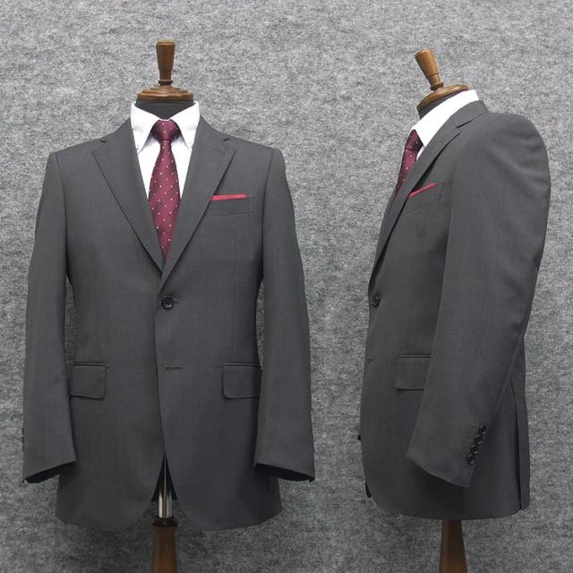 春夏物 [Janecostellazione] ベーシック２釦スーツ グレー無地 A6 J2391