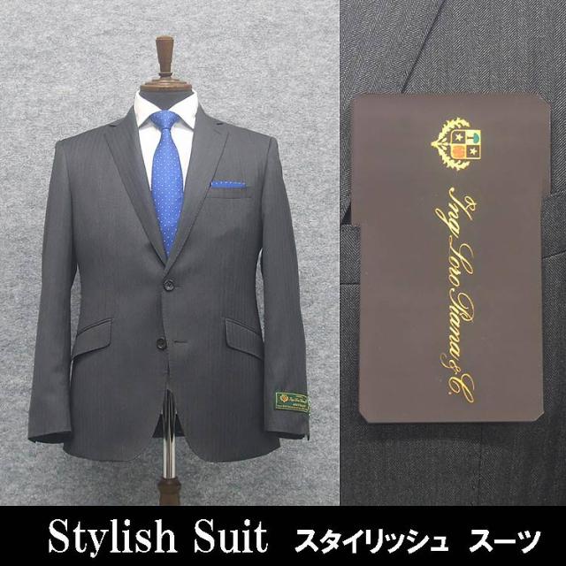 秋冬物　[ロロピアーナ] Super150s生地　AUSTRARIS使用　スタイリッシュ2釦スーツ　[A体][AB体]　グレー/縞　LOS82