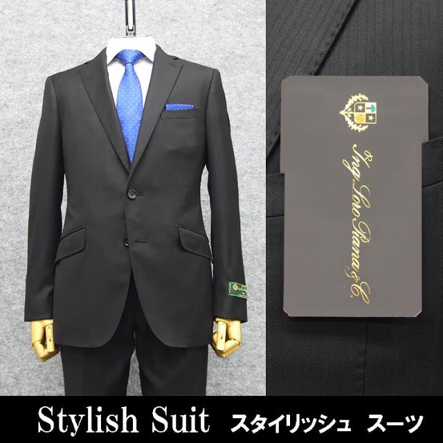 秋冬物 [ロロピアーナ] 365 Super130s生地使用 黒/ストライプ スタイリッシュ２釦スーツ メンズ LOS87