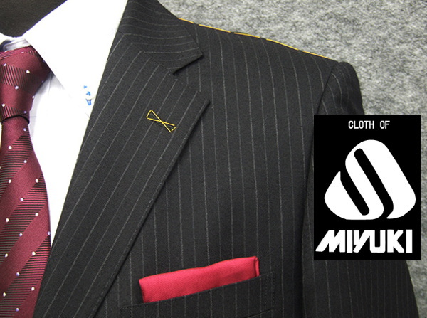 秋冬物 [MIYUKI]　ミユキ　ベーシック2釦シングルスーツ　濃グレー系ストライプ　［AB体][BB体］　MK93305-03