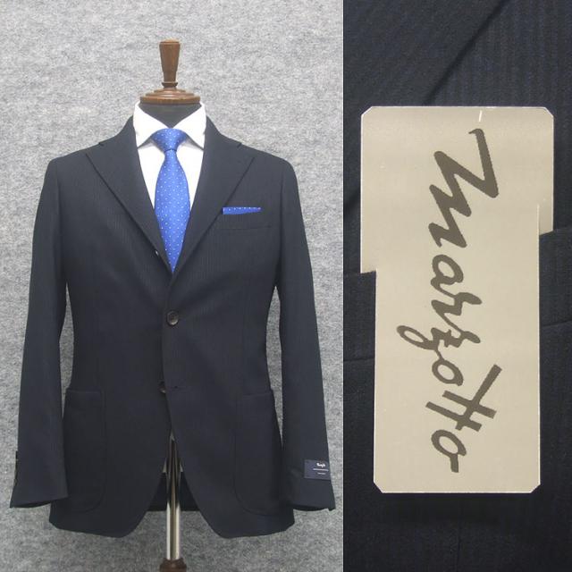 [MARZOTTO]クラシコテーパードスーツ　２タックパンツ　スタイリッシュ段返り３釦シングルスーツ　紺/杉綾　秋冬物　MZ-CL14