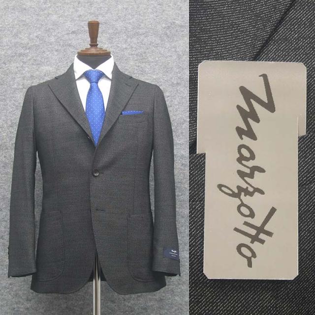 [MARZOTTO]クラシコテーパードスーツ　２タックパンツ　スタイリッシュ段返り３釦シングルスーツ　紺/杉綾　秋冬物　MZ-CL14