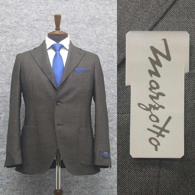 [MARZOTTO]クラシコテーパードスーツ　２タックパンツ　スタイリッシュ段返り３釦シングルスーツ　紺/杉綾　秋冬物　MZ-CL14