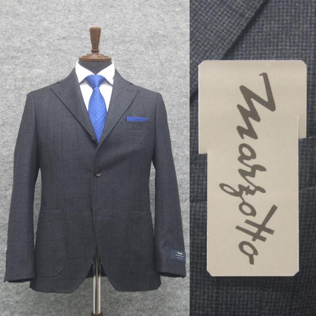 [MARZOTTO]クラシコテーパードスーツ　２タックパンツ　スタイリッシュ段返り３釦シングルスーツ　紺/杉綾　秋冬物　MZ-CL14