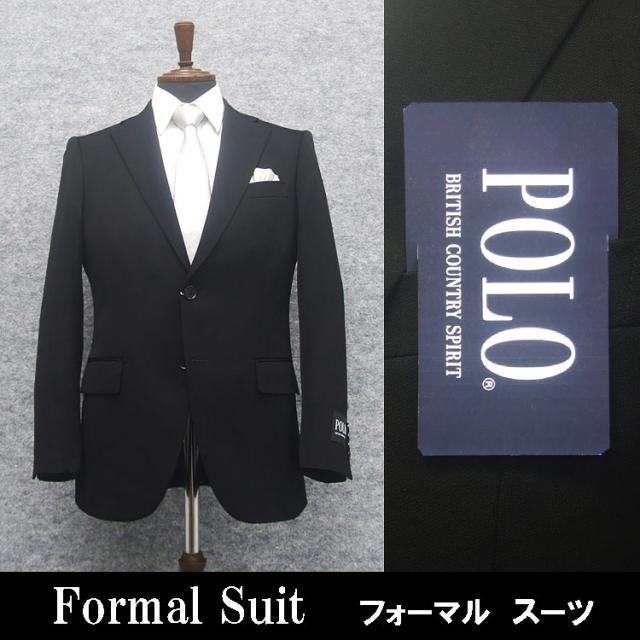 [POLO　B.C.S] ポロ 通年物 シングル２釦ベーシックフォーマルスーツ [A体][AB体][BB体][E体]　１タック　超黒　アジャスター付礼服