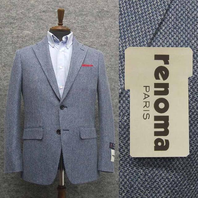 [renoma] レノマPARIS 春夏物 ニット素材 ベーシック2釦シングルジャケット ブルー系［AB体] REJ0504-85