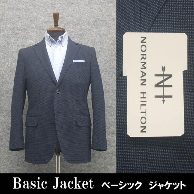 春夏物[NORMAN HILTON]ノーマンヒルトン セミスタイリッシュ2釦シングルジャケット 紺系千鳥格子[A体][AB体] RG-NH02 ...