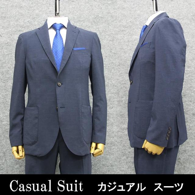 春夏物 メンズ スーツ セットアップ カジュアルスーツ 紺/無地 RG0216-010