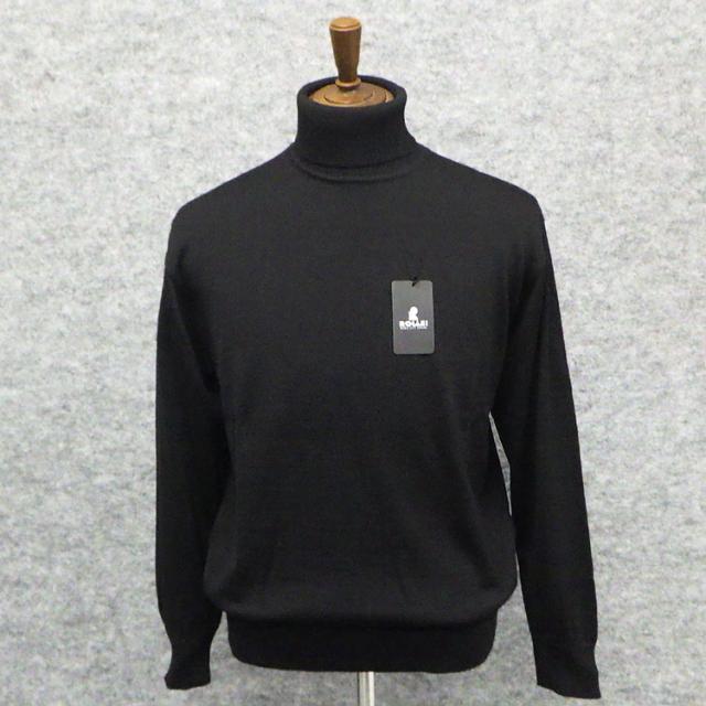 ニットセーター[ROLLEI]　日本製　黒/無地　タートルネック　ウール100％　ウォッシャブル　ROL77020-4
