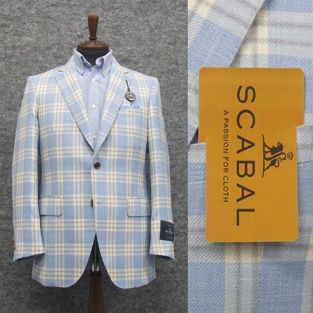 春夏物ジャケット [SCABAL] スキャバル オーダー生地使用 ベーシック2釦 青系/格子 [A体][AB体] SCB-J59