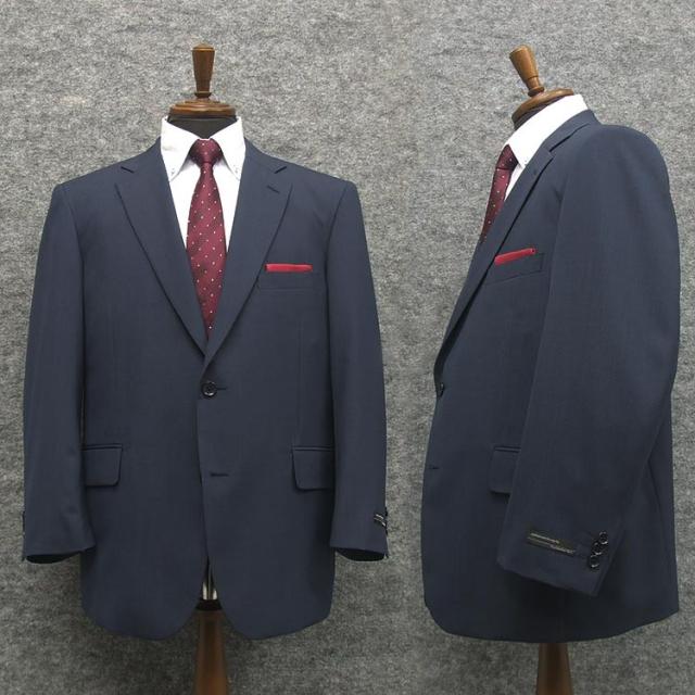 ビッグサイズ　2パンツ　通年物　ベーシック2釦シングルスーツ　紺系チェック　[E体][K体]　メンズスーツ　SE98100-14