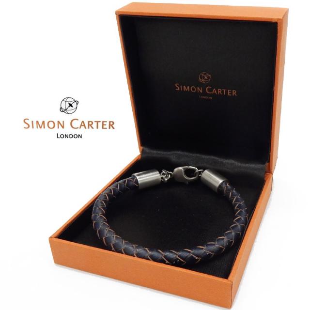 ◆サイモンカーター◆SIMON CARTER ◆ブレスレット/アクセサリー◇ネイビー◇本革◇レザーブレスレット◇SMC-BRSS-02NV