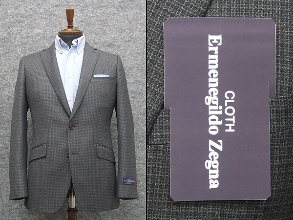 秋冬物スタイリッシュ2釦ジャケット　[Ermenegildo Zegna]ゼニア生地 TRAVELLER使用　[A体][AB体]　グレー系小格子　メンズ　ezz05