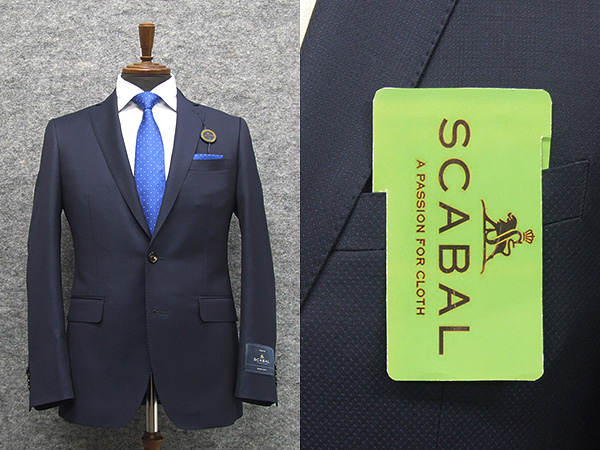 通年〜春夏物 [Scabal]スキャバル/Super120sオーダー生地使用　スタイリッシュ2釦スーツ　紺/ドット　日本製　[YA体][A体]　scb108