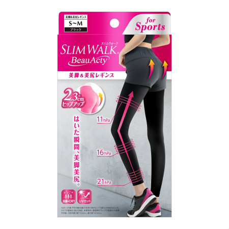 スリムウォーク ビューアクティ 美脚&美尻レギンス ブラック S~Mサイズ 【10個セット】【お取り寄せ】(4902522674119-10)