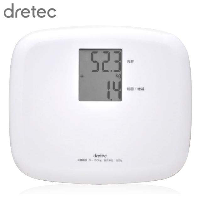 体重計 ヘルスメーター ボディスケール デジタル 薄型 大画面 軽量 比較 増減 dretec ボディスケール クラベール ホワイト 電池付 BS-164の通販はau PAY マーケット ...