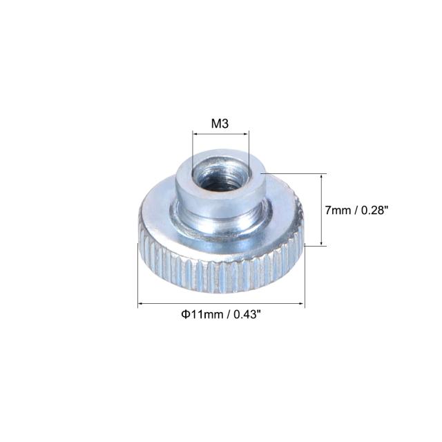 Uxcell ローレットナット サムナット M3 X 0 5mm 厚さ3 2mm メタル 亜鉛メッキ 11x7mm 10個入り
