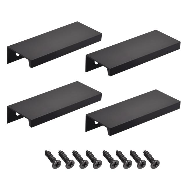 uxcell エッジプルハンドル アルミニウム合金 キャビネット 引き出しプル ブラック 80 mmx32 mm 4個の通販はau PAY ...