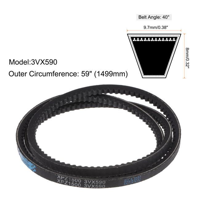 uxcell 3VX590ゴムVベルト ローエッジコグド産業用Vベルト 59 長さ x 0.38 幅 x 0.32 厚さの通販はau PAY ...