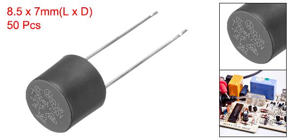 uxcell 50個 円筒形DIPマウントミニチュアラウンドスローブローマイクロヒューズ 電子部品PCB LCD修理用 T250mA ...