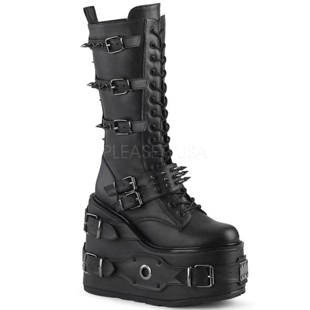 Demonia(デモニア) SWING-327 ミッドカーフブーツ ミドルブーツ 5 1/2inch PF Lace-Up Mid-Calf Boot, Side Zip◆取り寄せ