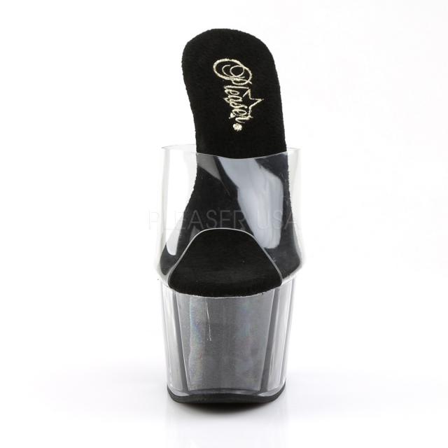 Pleaser ADORE-701G 7inch Heel, 2 3/4inch PF Glitter-filled Slide