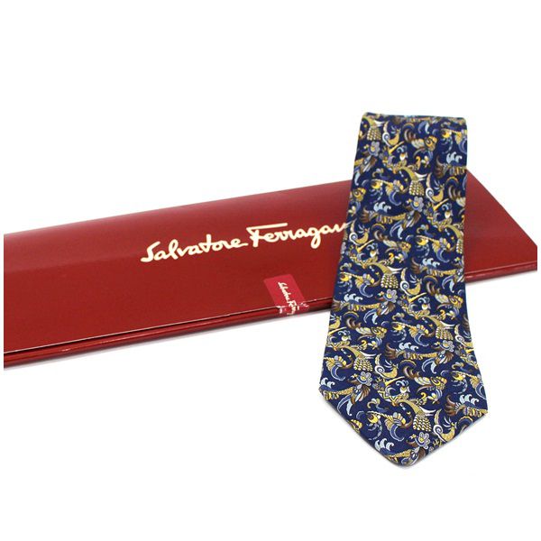 サルバトーレ フェラガモ 未使用 シルク ネクタイ 中古 Sランク SALVATORE FERRAGAMO ｜ ビジネス