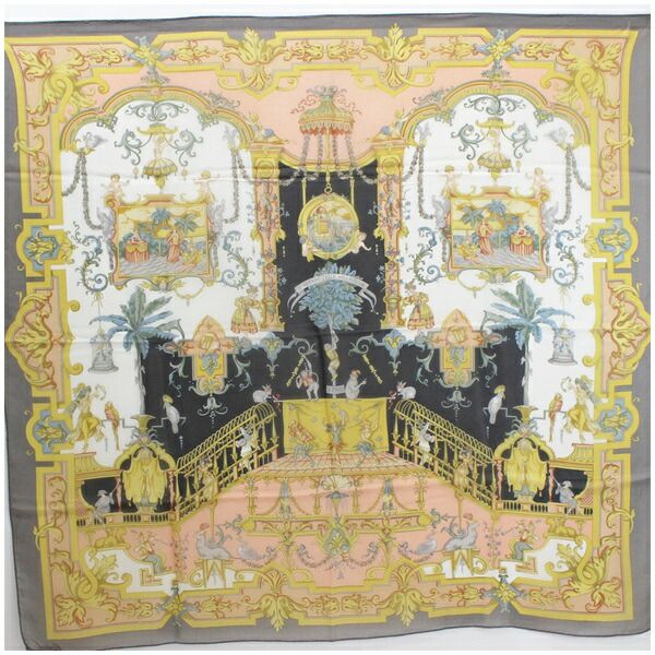 エトロ シルク スカーフ シフォン グレー×ピンク ペイズリー柄 中古 ABランク ETRO | レディース 女性