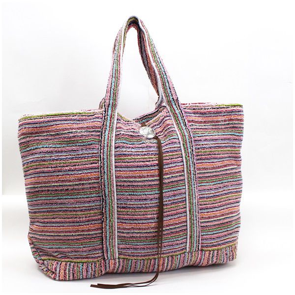 シエスタ・ポー タオル地 パイルバッグ コットン 肩掛け ピンク 中古 ABランク Sieste Peau｜レディース