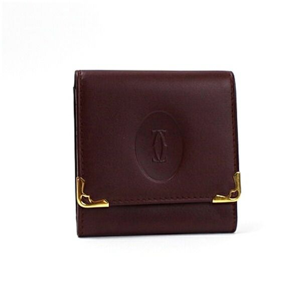 カルティエ マストドゥカルティエ ケース 小銭入れ レザー ボルドー 中古 Aランク Cartier｜メンズ 男性