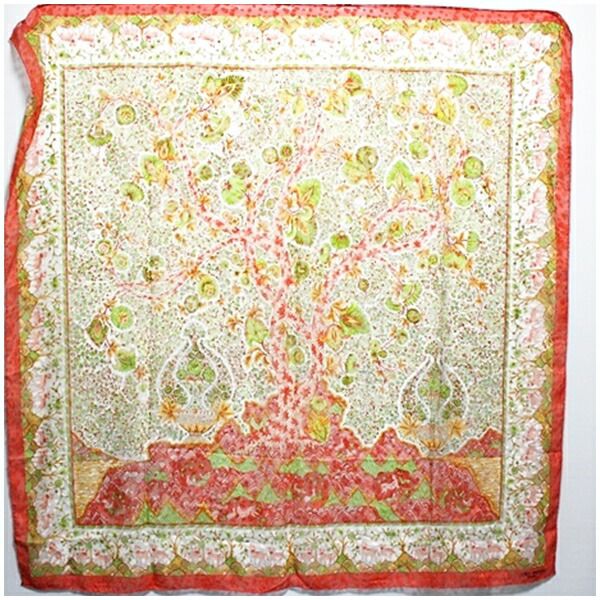 ジャンパトゥ 大判 シルク スカーフ レッド×グリーン 中古 Aランク JEAN PATOU | レディース 女性