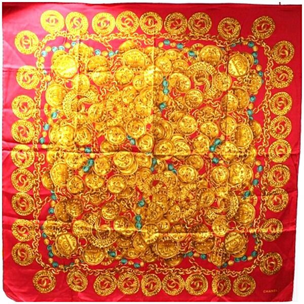 シャネル スカーフ レッド 宝石柄 中古 ABランク CHANEL | レディース 女性