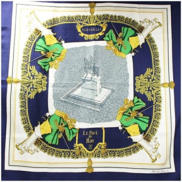エルメス シルク スカーフ カレ90 VERSAILLES LE PAVE DV ROY ヴェルサイユ 中古 ABランク