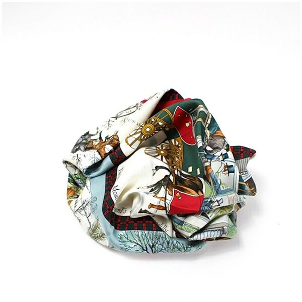 エルメス シルク スカーフ カレ90 L'HIVER EN POSTE 冬の郵便馬車 中古