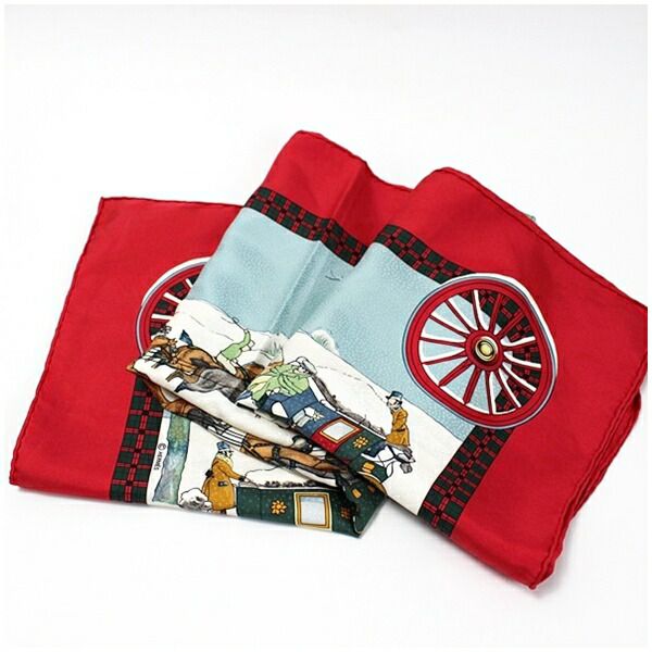 エルメス シルク スカーフ カレ90 L'HIVER EN POSTE 冬の郵便馬車 中古